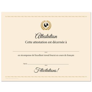 Deluxe French Award Certificates - Deluxe French Award Certificate ...